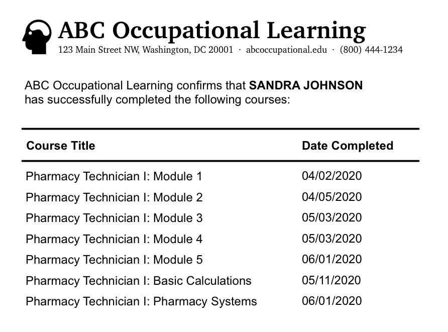 What are the requirements for proof of completion for a PTCB-Recognized Education/Training ...